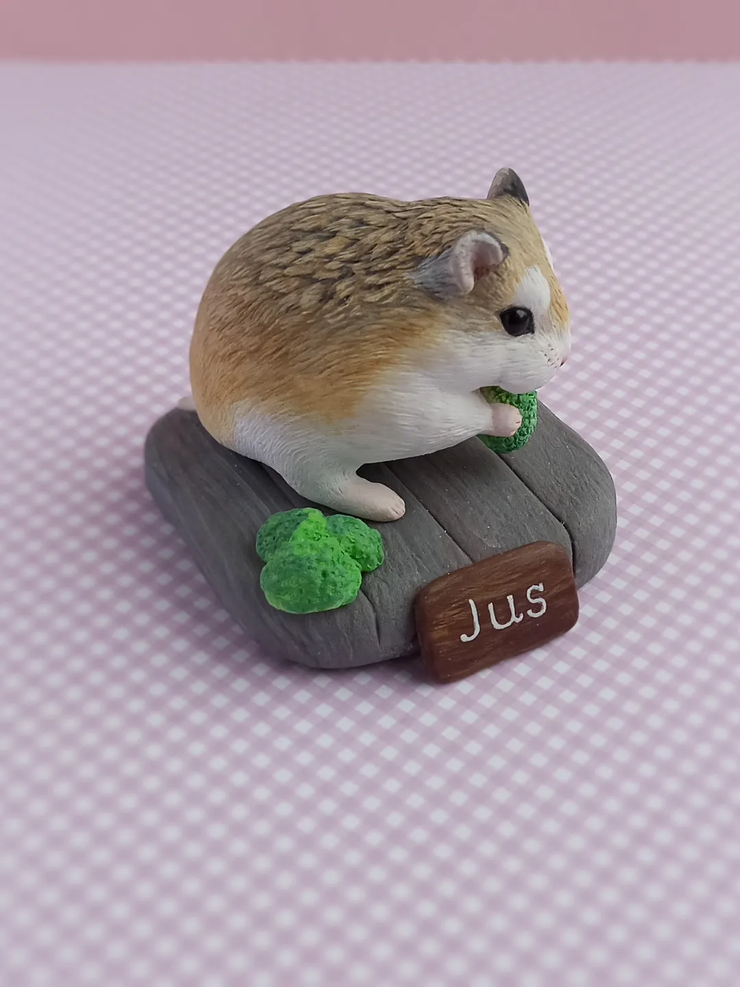 Custom hamster sculpture made of polymer clay from pet photo