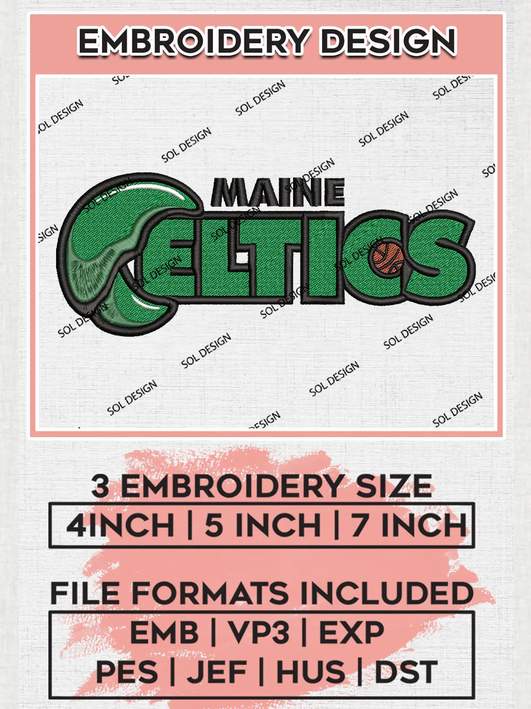NBA Maine Celtics Team Wordmark Logo Embroidery Designs, NBA G League ...