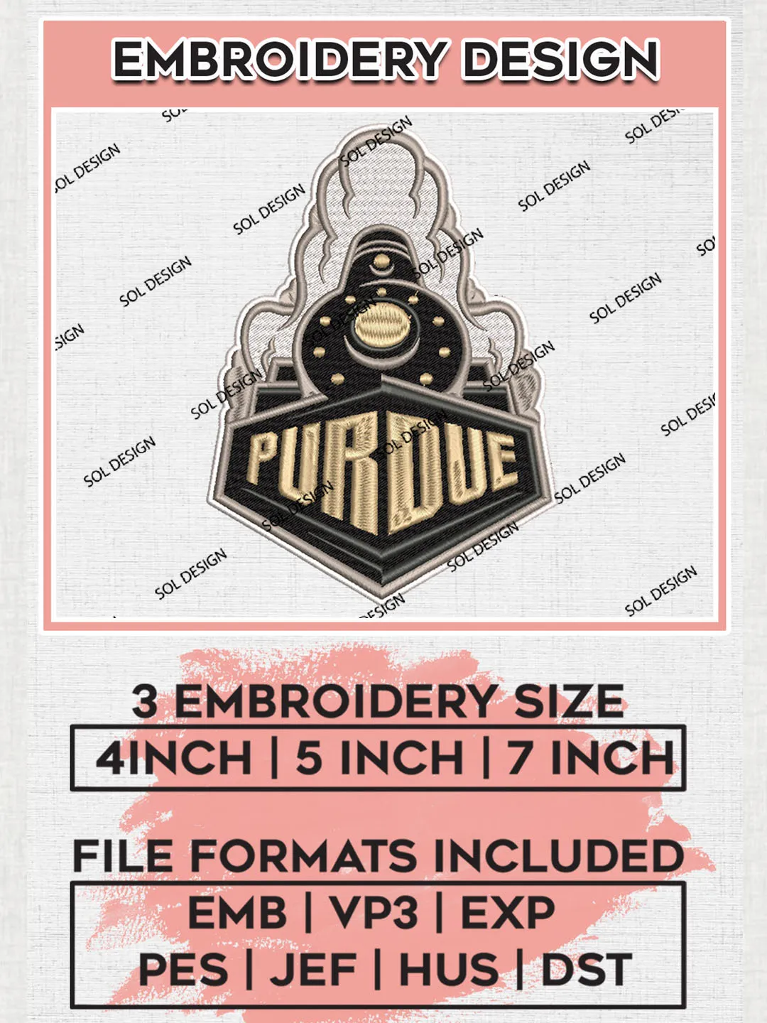 NCAA Purdue College Football Team Logo Embroidery Design Files, NCAA ...