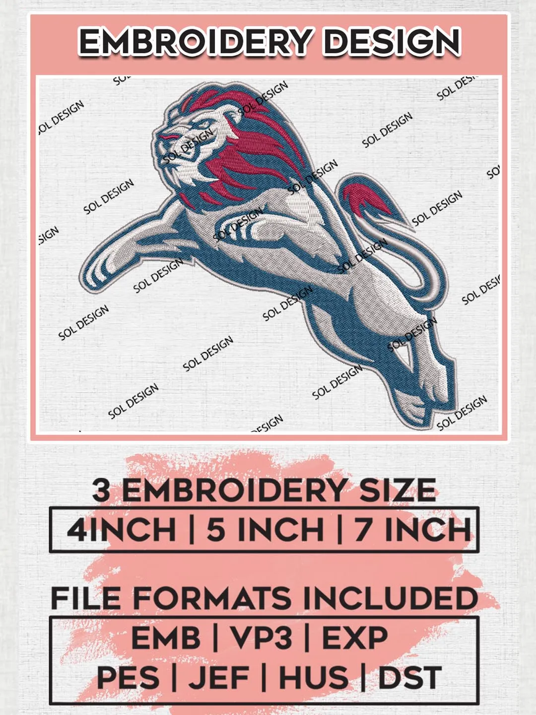 NCAA Loyola Marymount Lions College Team Mascot Logo Embroidery Design ...