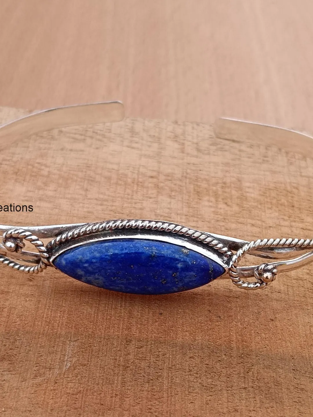 Handmade Lapis Lazuli Sterling Silver Bangle – Elegant Gemstone Cuff