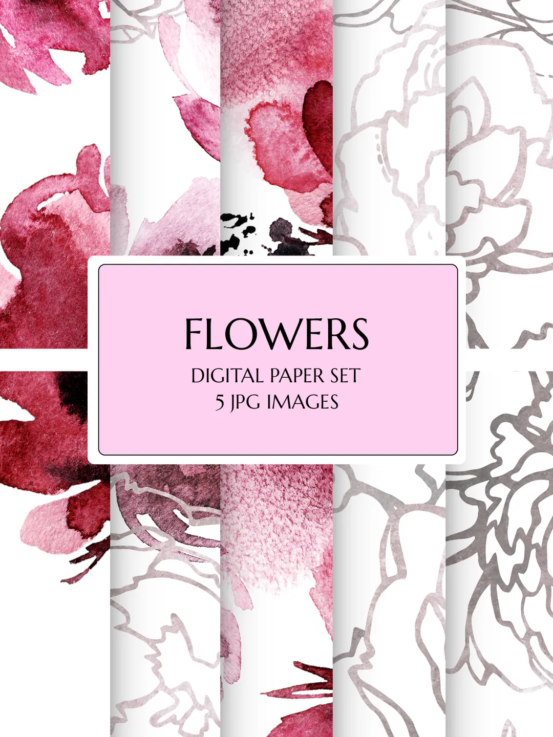 Flower Digital Background, Flower Pattern Digital Paper, Floral Digital ...