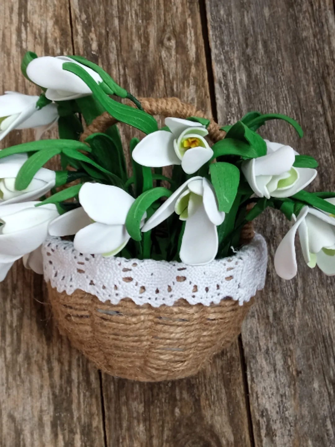 Snowdrops in a Basket - Handmade Floral Composition. Gifts for her ...