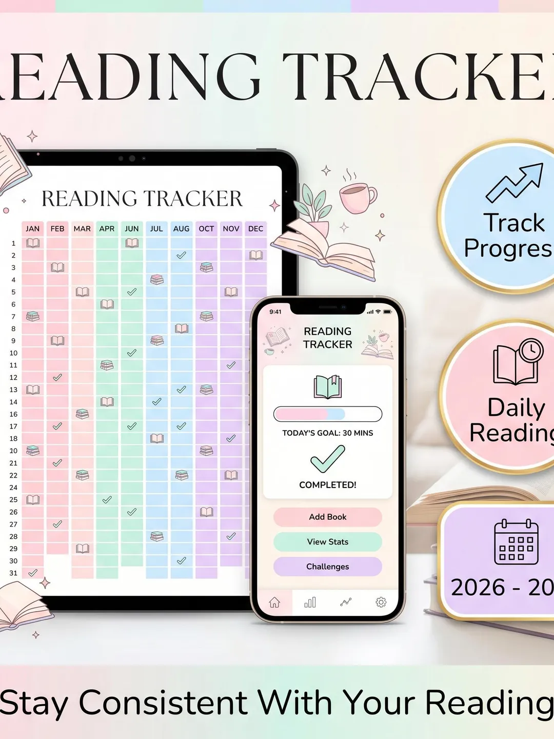 Reading Journal Digital Planner for iPad & Android Gift for Book Lover ...