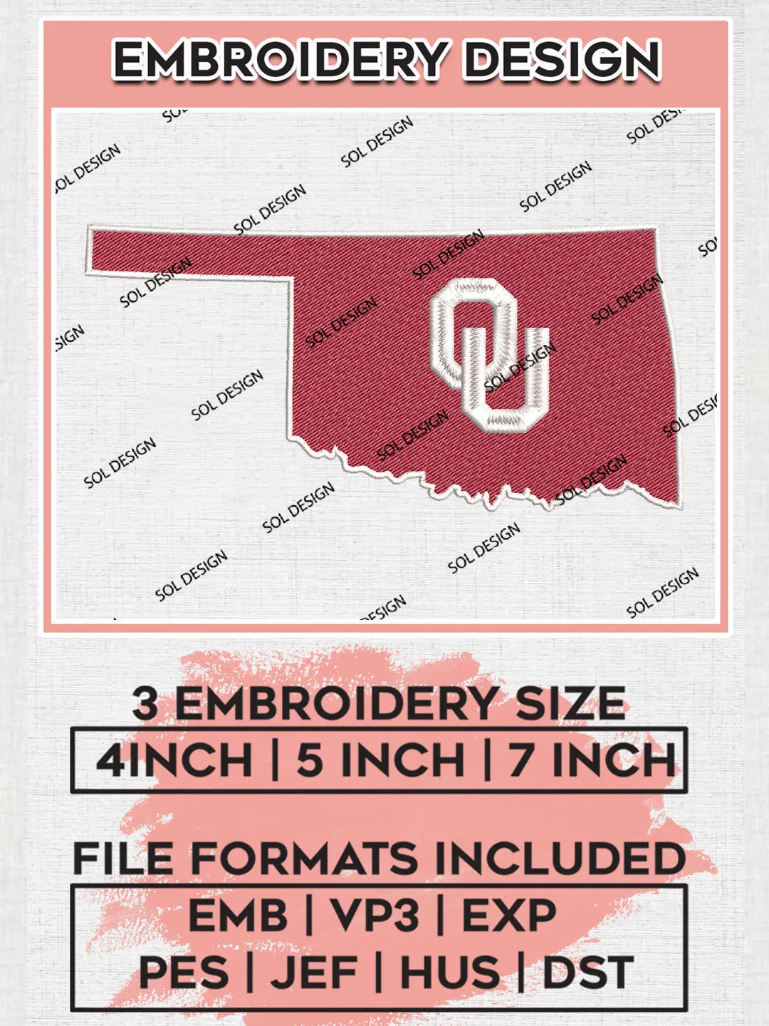Oklahoma Sooners Logos Embroidery Design Files, NCAA Logos Embroidery ...