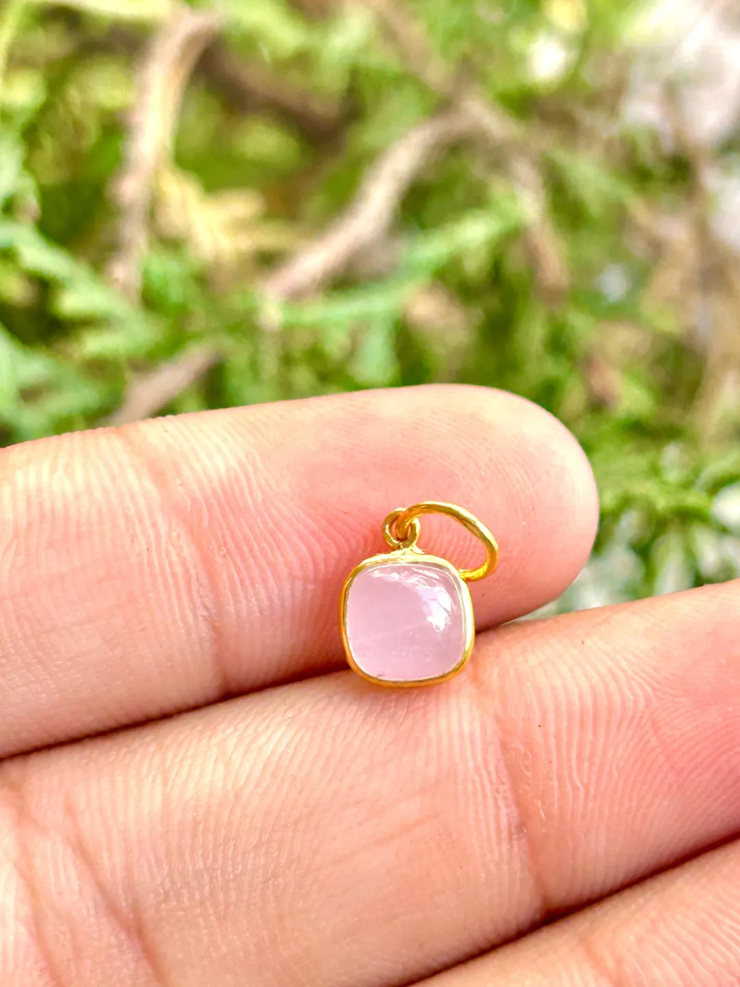 Lab Rose Quartz Oval Cabochon Charm 5x7mm, October Birthstone Pendant ...
