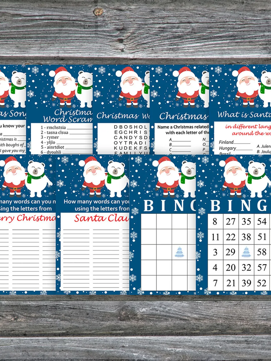 Christmas party games bundle,Printable Christmas Party Game Pack,Santa ...