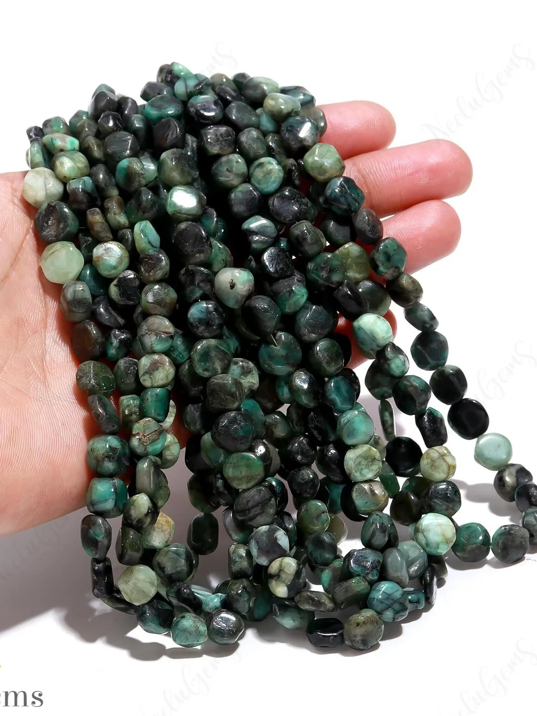AAA+ Green Emerald Smooth Coin Beads,Natural Emerald Briolette Coin ...