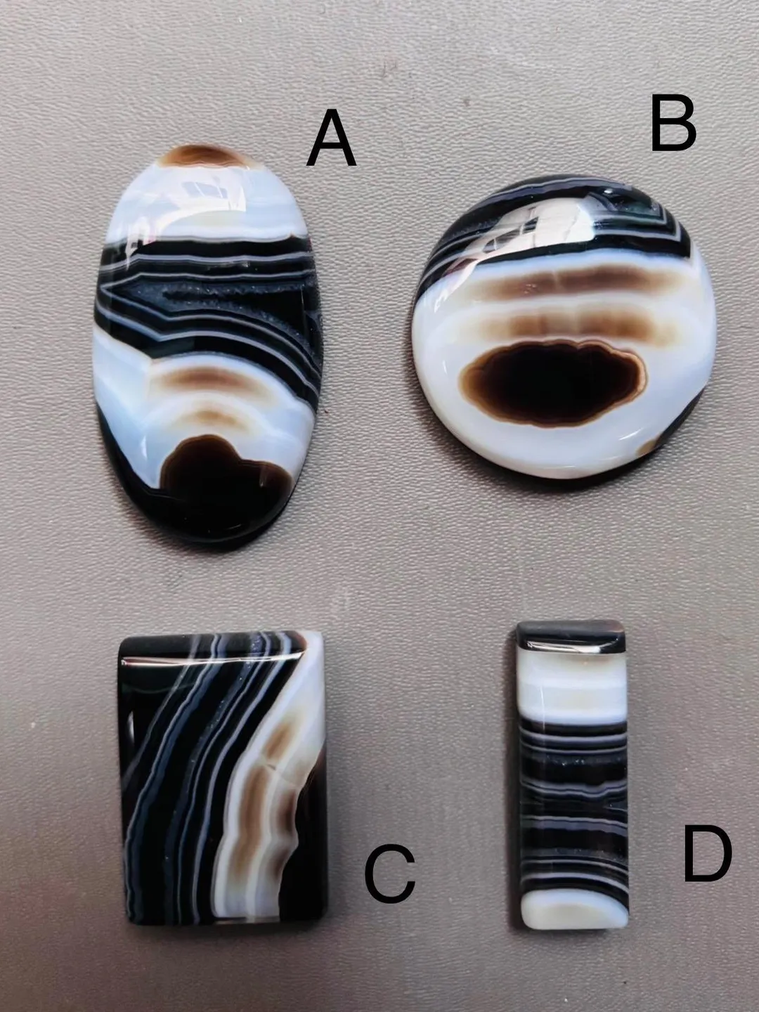 Natural Black Banded Agate Cabochon: Handmade Gemstone