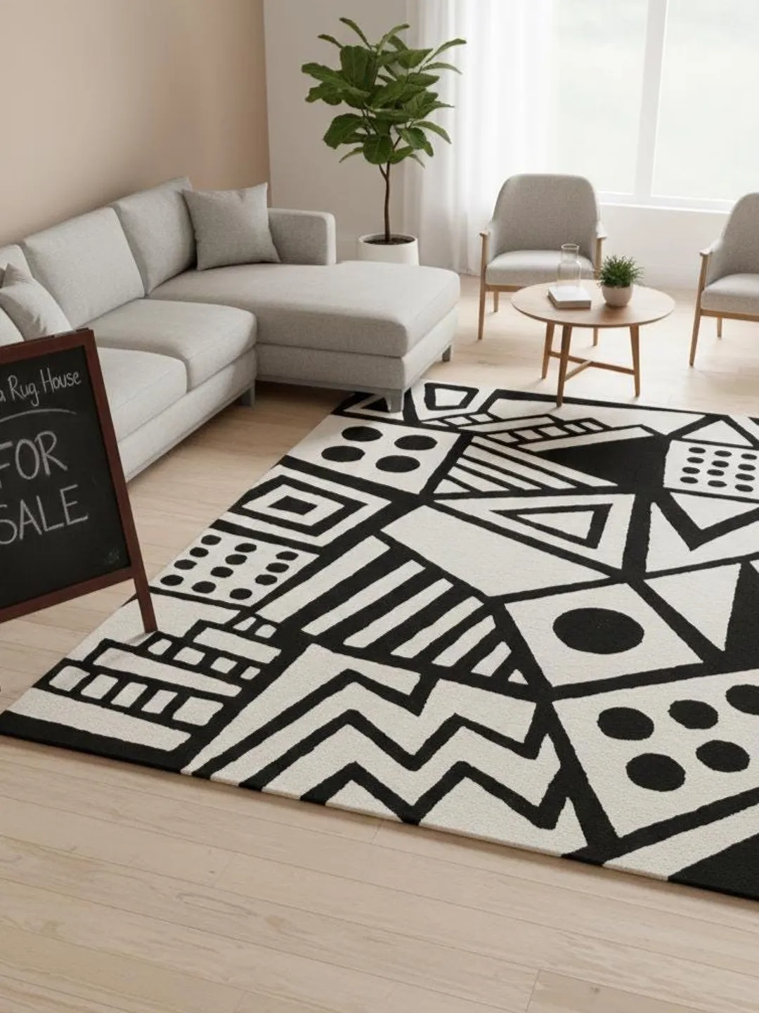 Hand Tufted Abstract Wool Rug • Modern Sculpted Art Carpet