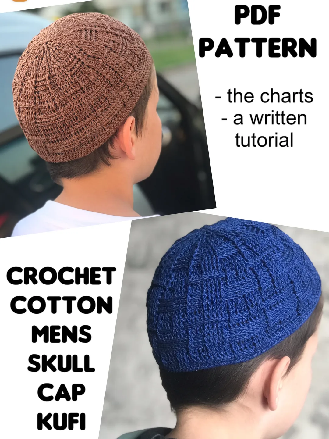 Cotton lightweight kufi hat PDF pattern