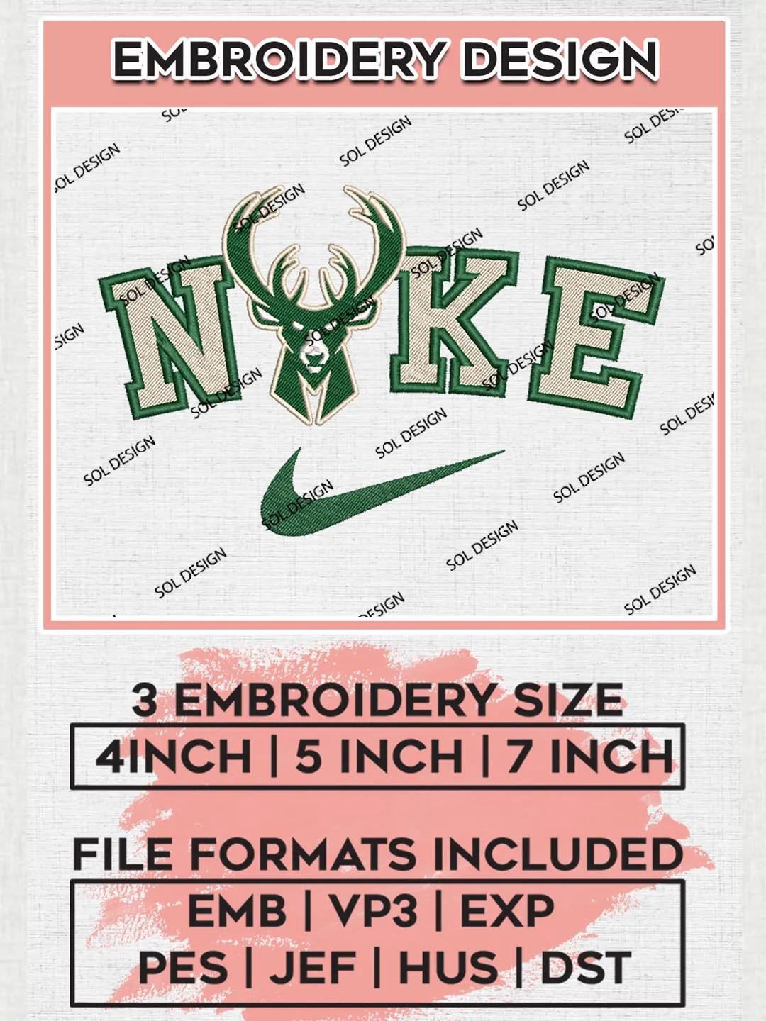Nike Milwaukee Bucks Machine Embroidery Designs, NBA Milwaukee Bucks ...