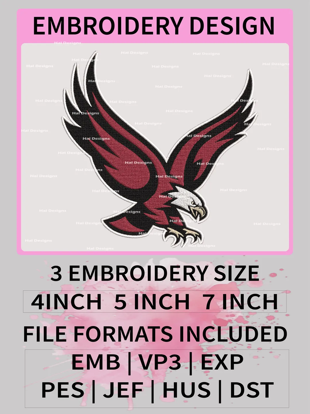 NCAA Boston College Eagles Embroidery File, 3 Sizes, 6 Formats, NCAA ...