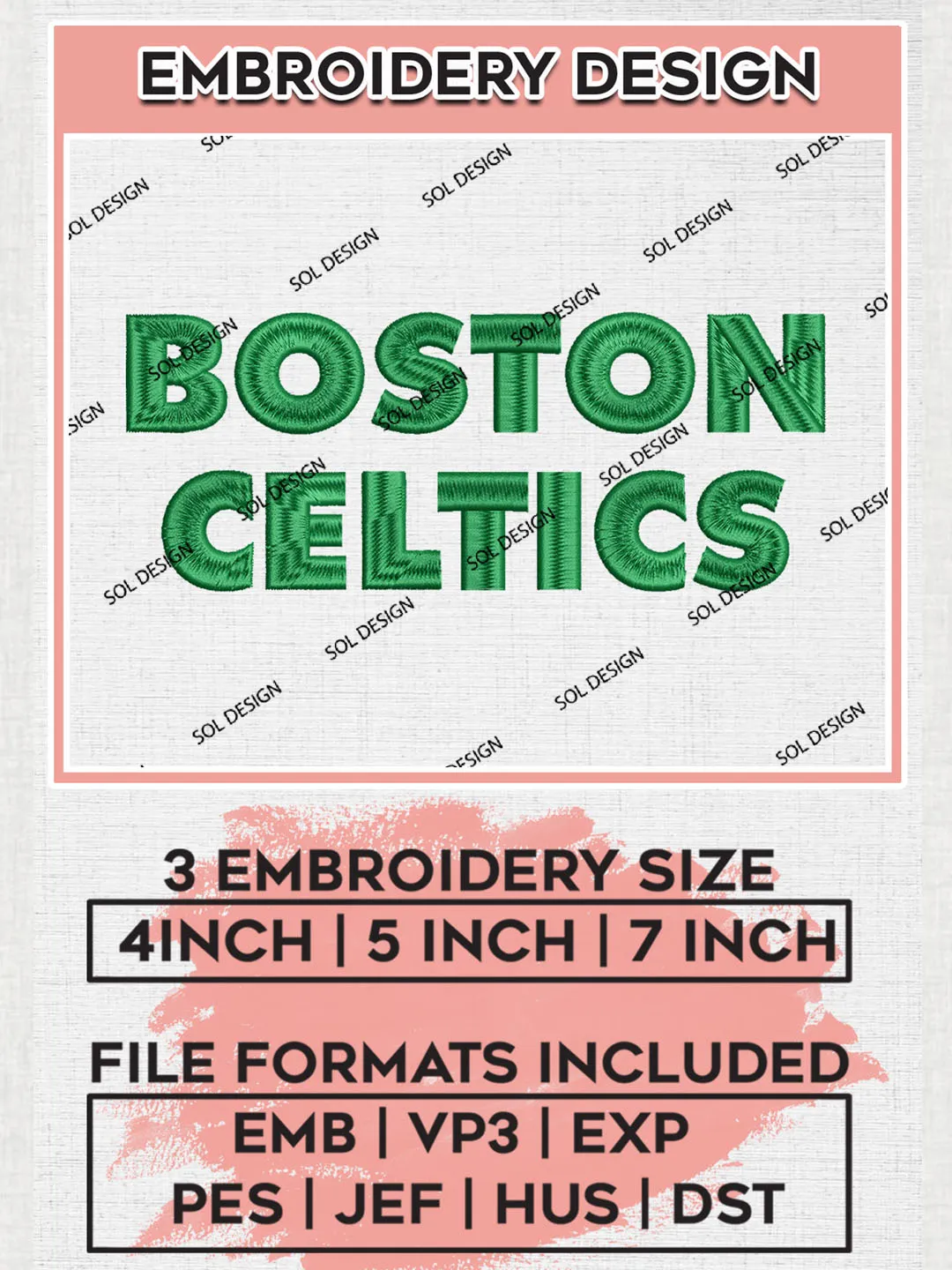 NBA Boston Celtics Text Logo Embroidery Designs, Boston Celtics Team ...