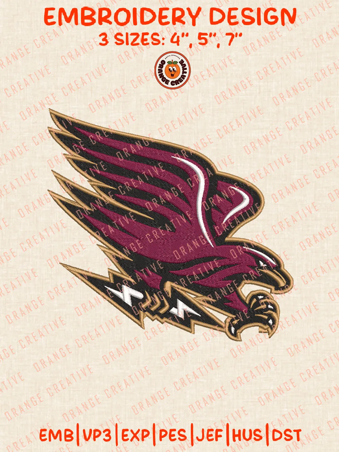 NCAA ULM Warhawks Logo Embroidery Files, UL Monroe Warhawks Team ...