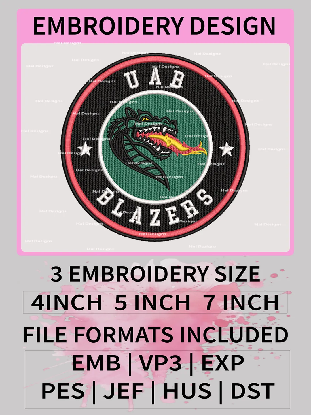 UAB Blazers Embroidery Designs, NCAA Logo Machine Embroidery Files ...