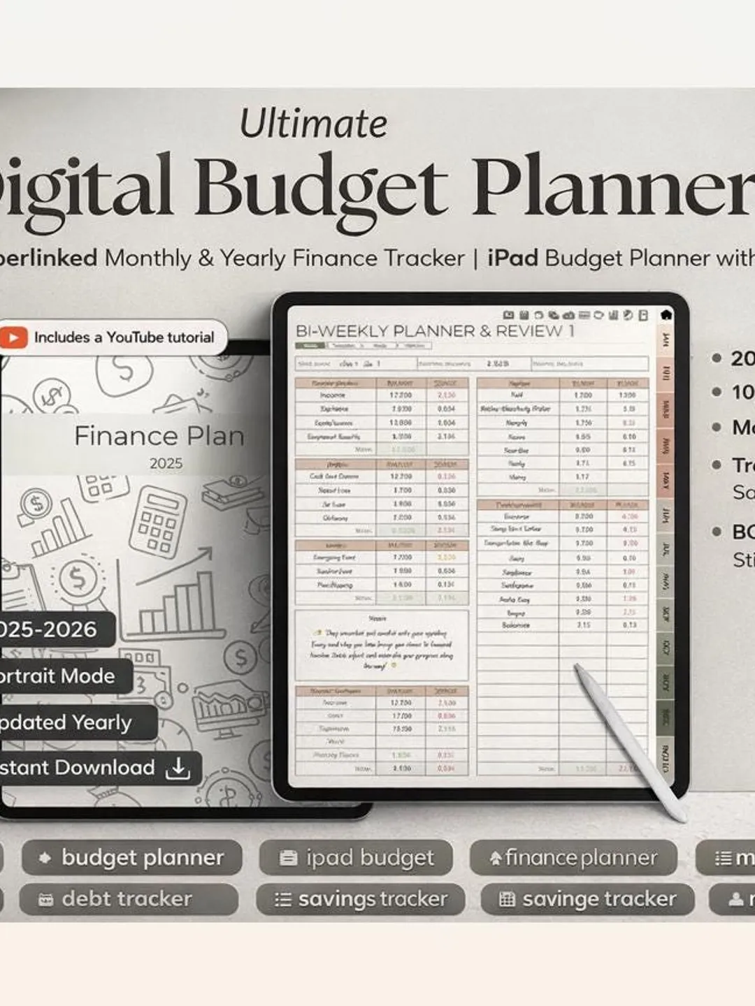 Ultimate Digital Budget Planner | Hyperlinked Monthly & Yearly Finance ...