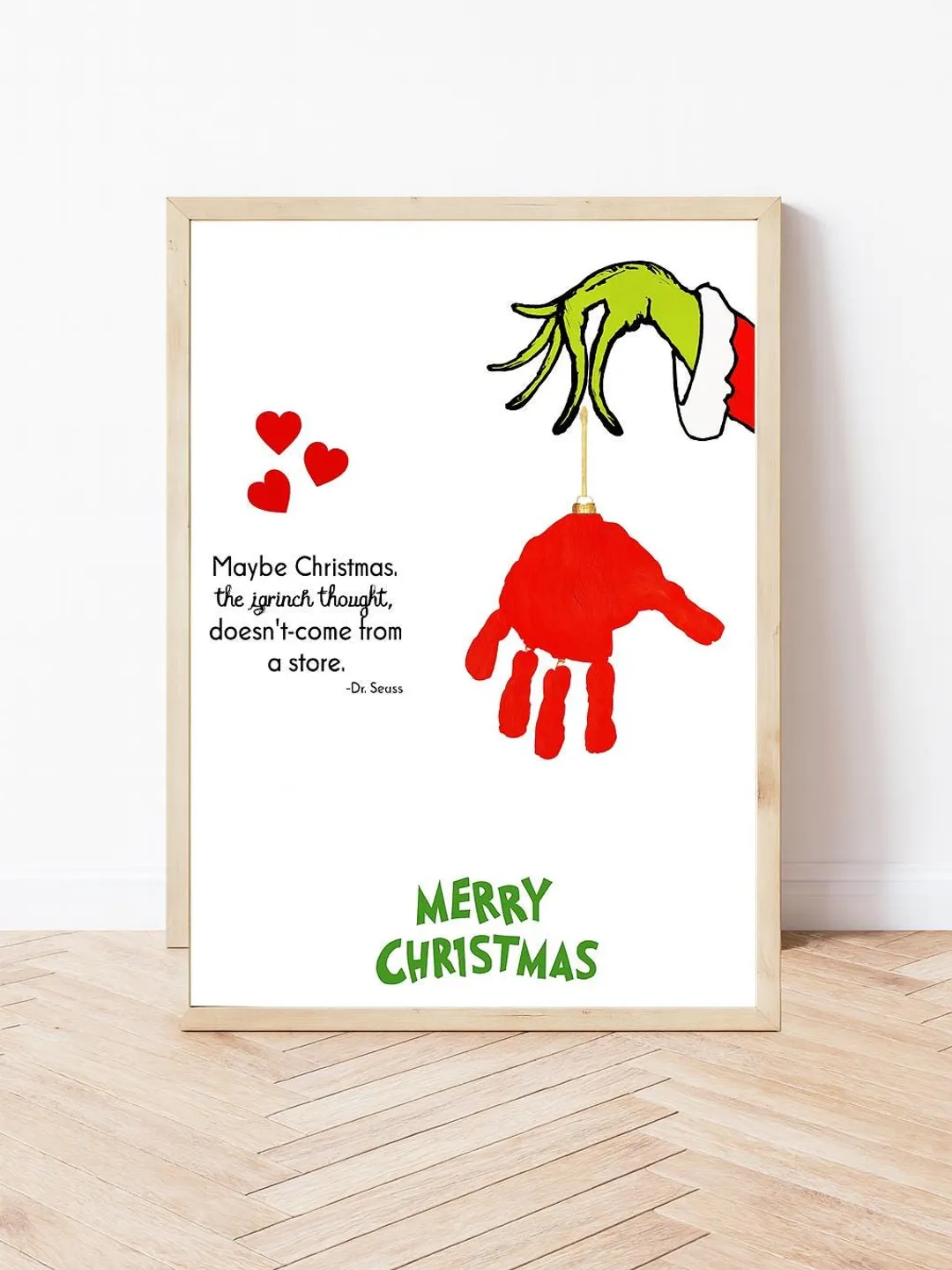 Christmas Handprint grinch Art Printable • Kids Holiday Handprint ...