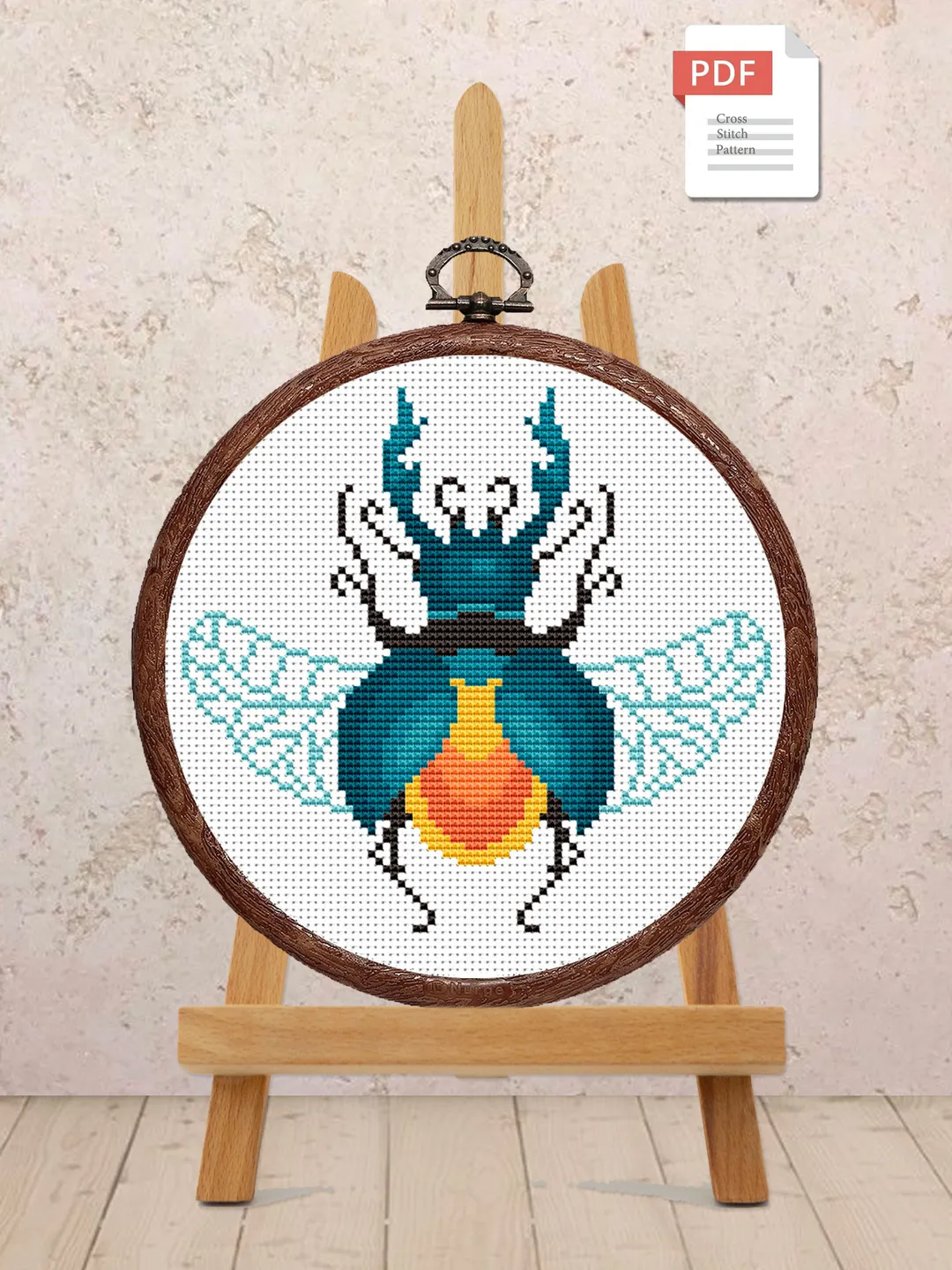 The Beetle Cross Stitch Pattern, Summer Cross Stitch, Embroidery Beetle ...