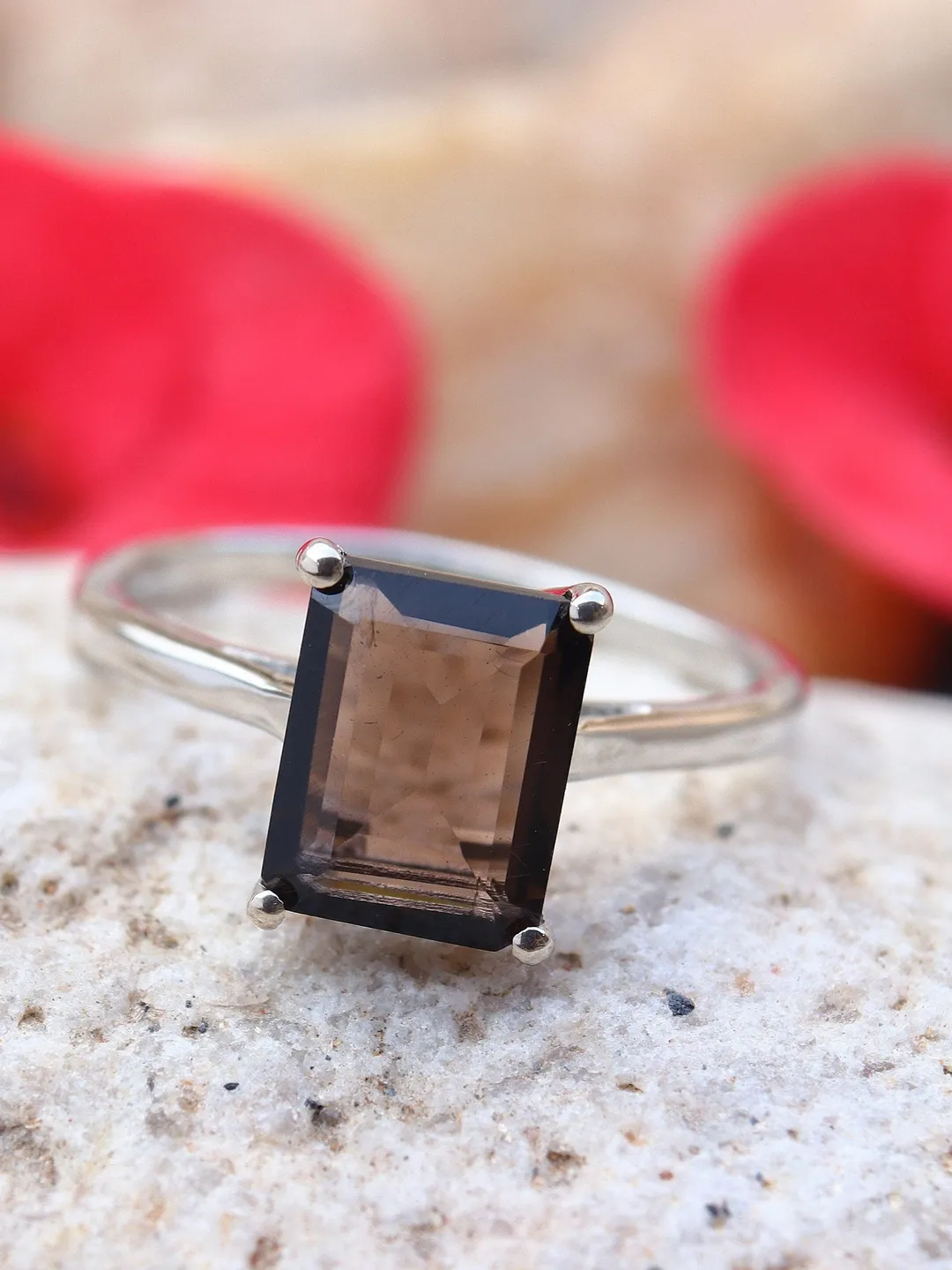 Smoky Quartz Ring, Dainty Stacking Ring, Minimalist Promise Ring, 925 ...