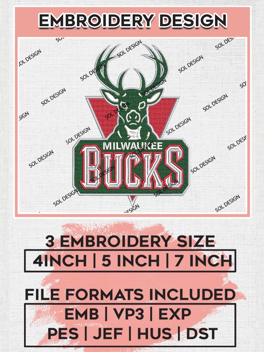 NBA Milwaukee Bucks Machine Embroidery Designs, Milwaukee Bucks ...