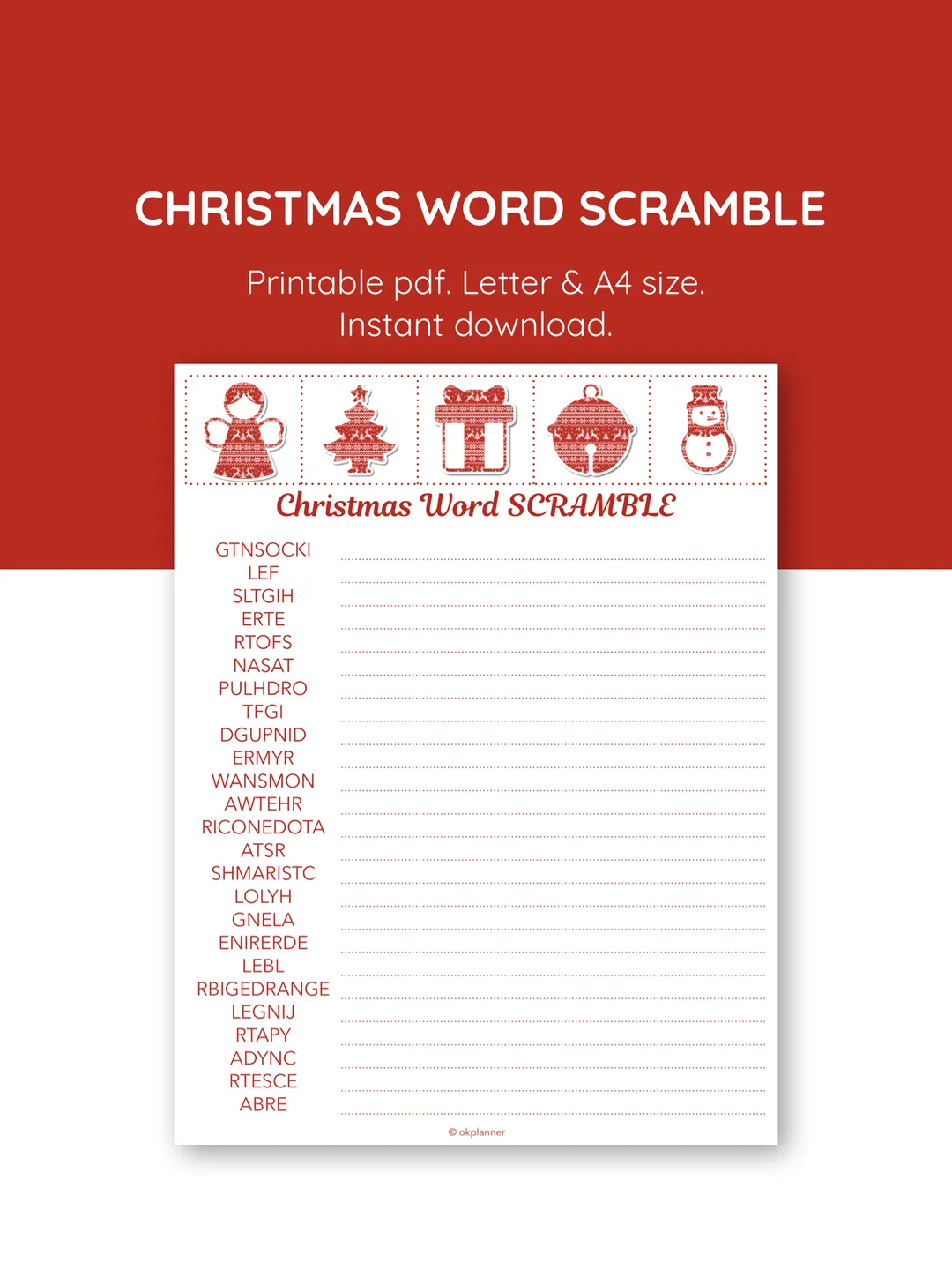 Christmas word scramble. Christmas word puzzles. Festive trivia game ...