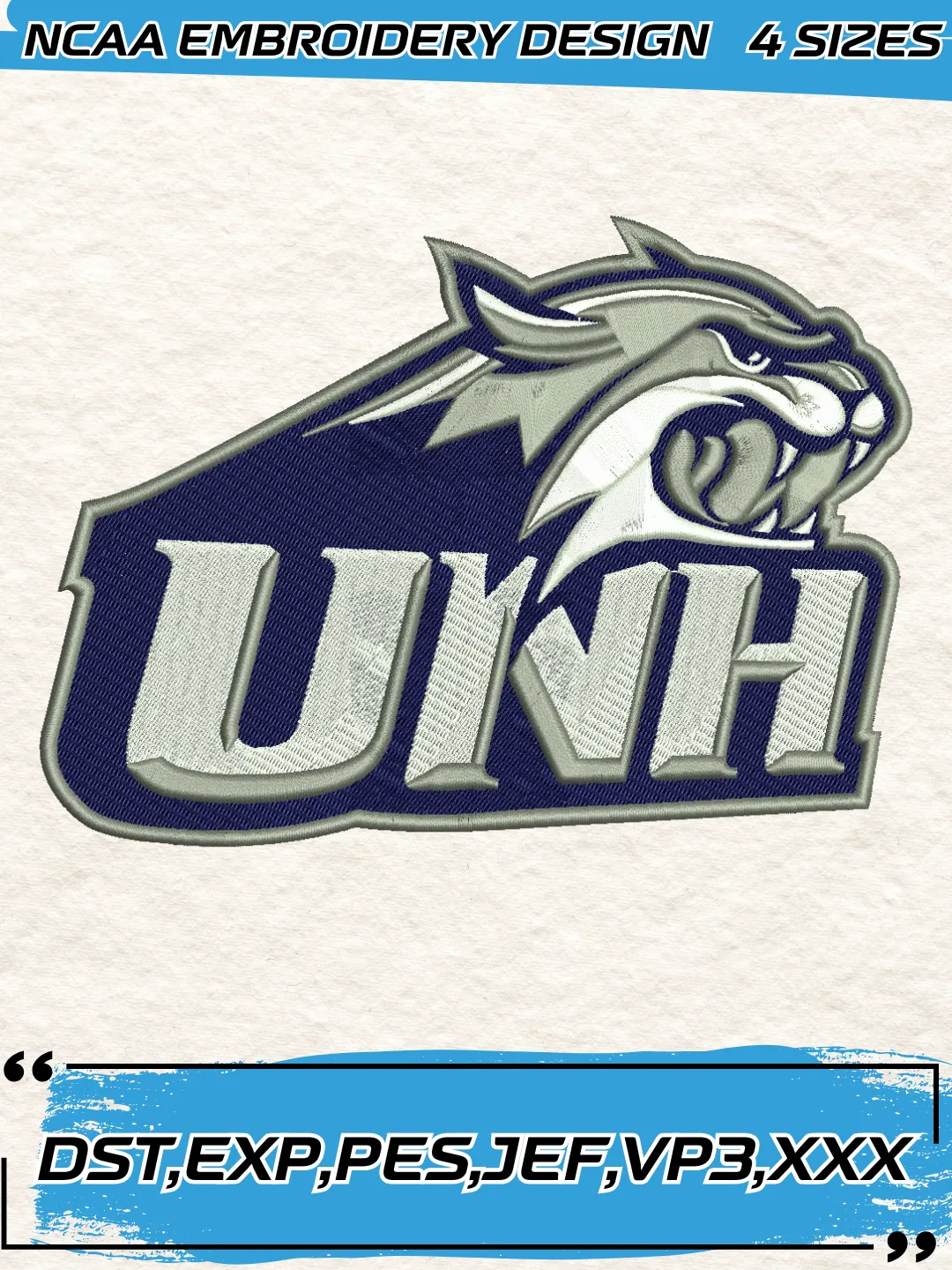 New Hampshire Wildcats Logos Embroidery Design Files, NCAA Logos ...