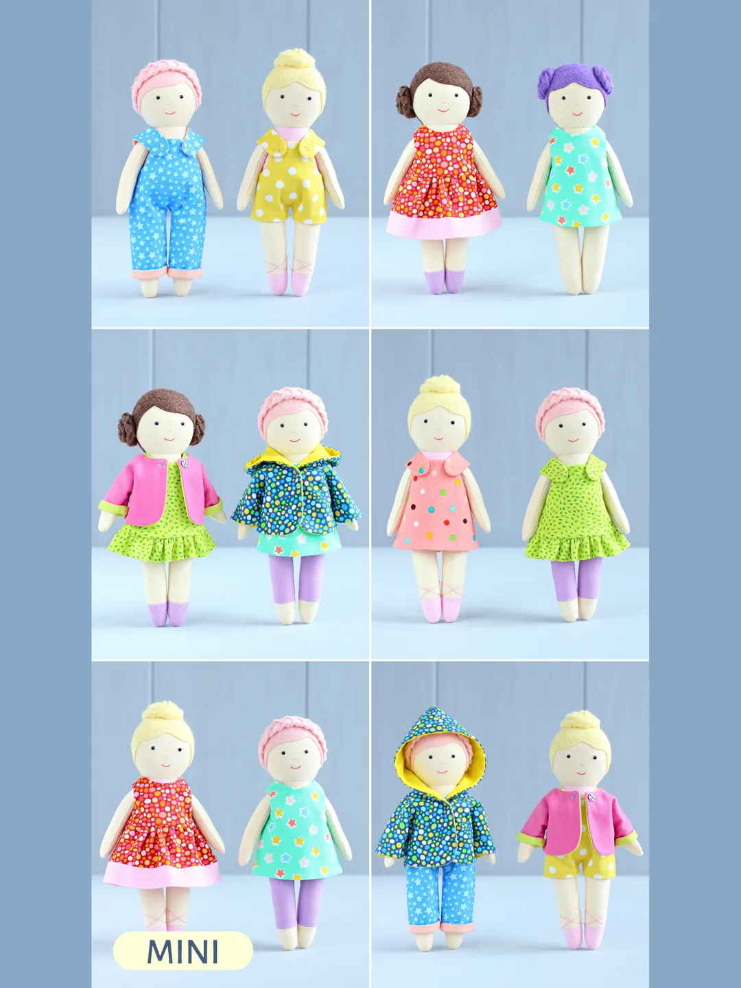 5 PDF Four 16 cm (6″) Mini Rag Dolls with Summer Capsule Wardrobe (8 ...