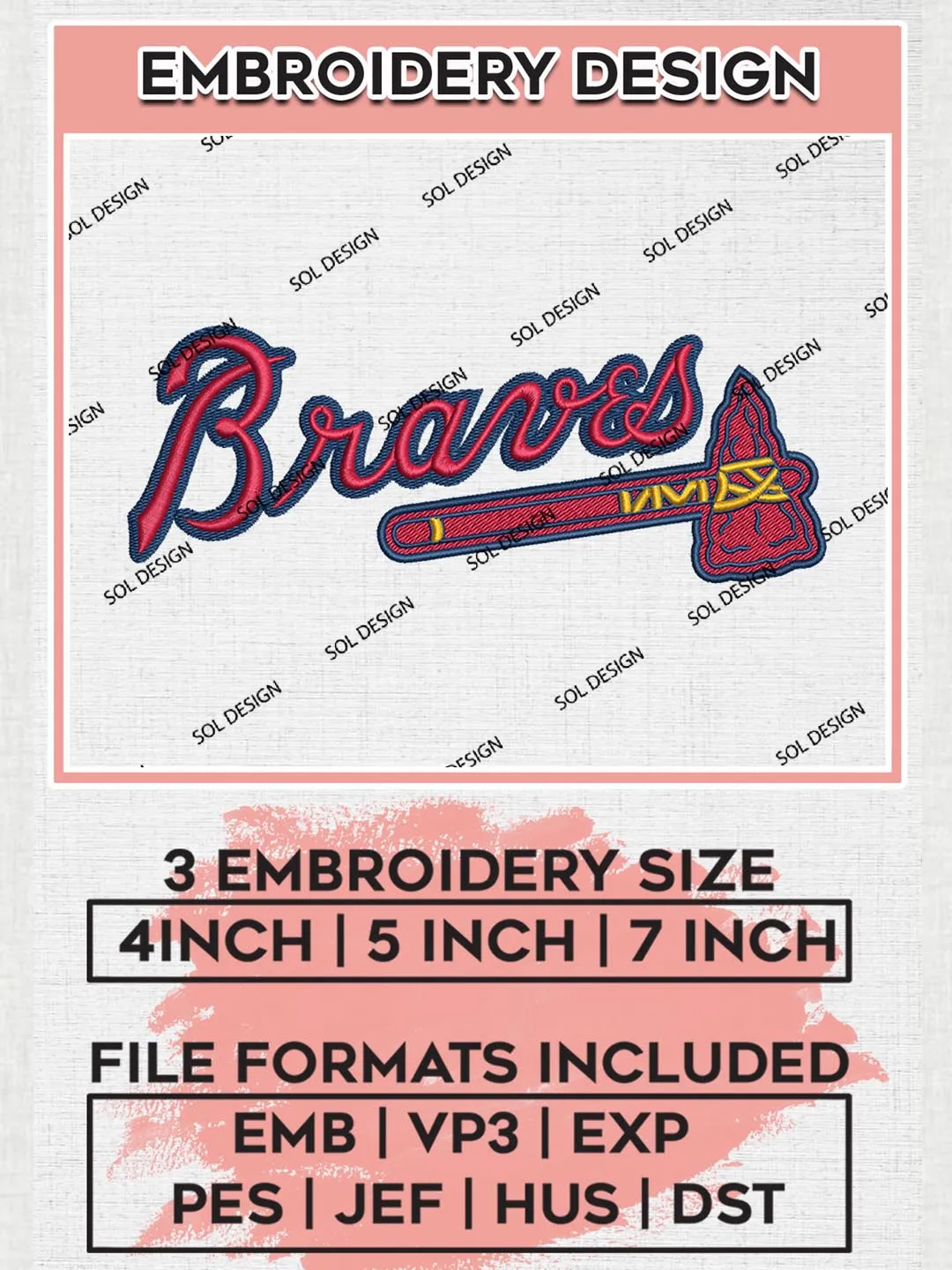 MLB Braves Axe Logo Embroidery Files, MLB Atlanta Braves Team ...