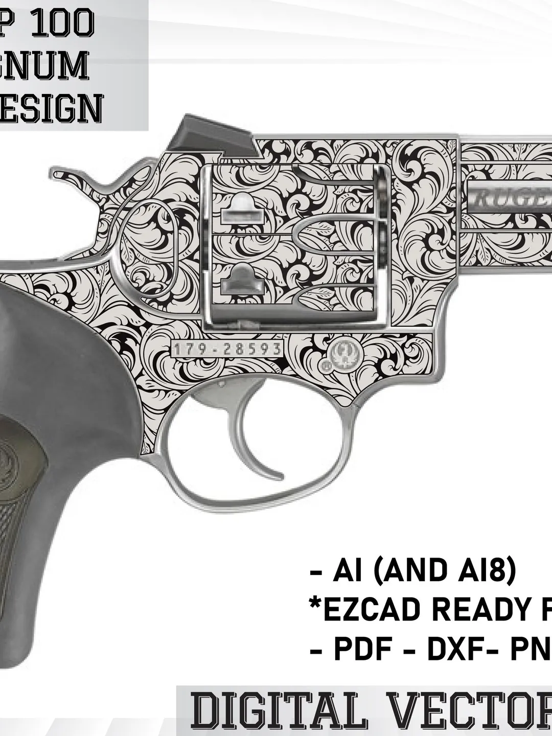 Ruger gp 100 357 Magnum Scroll Design.digital file,revolver design ...