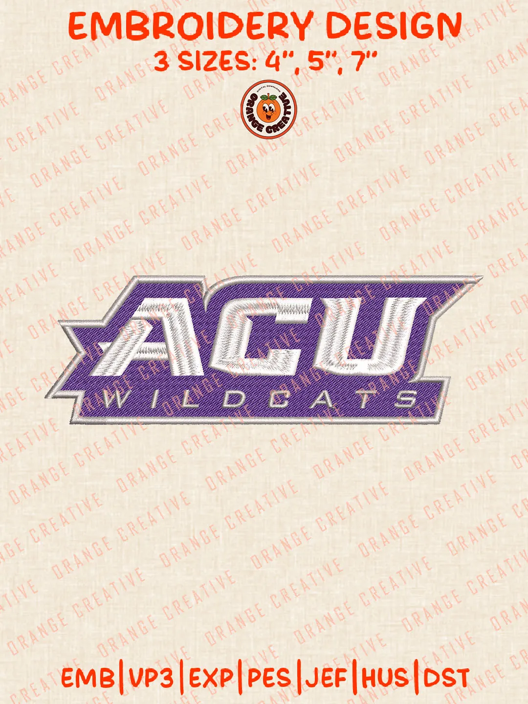NCAA ACU Wildcats Logo Embroidery Files, Abilene Christian Wildcats ...