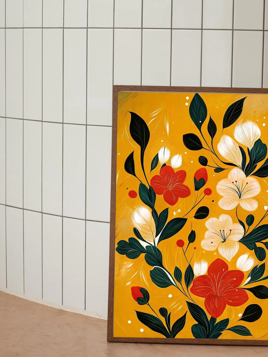 Maximalist Yellow Flower Print: Eclectic Feminist Wall Art (Digital ...