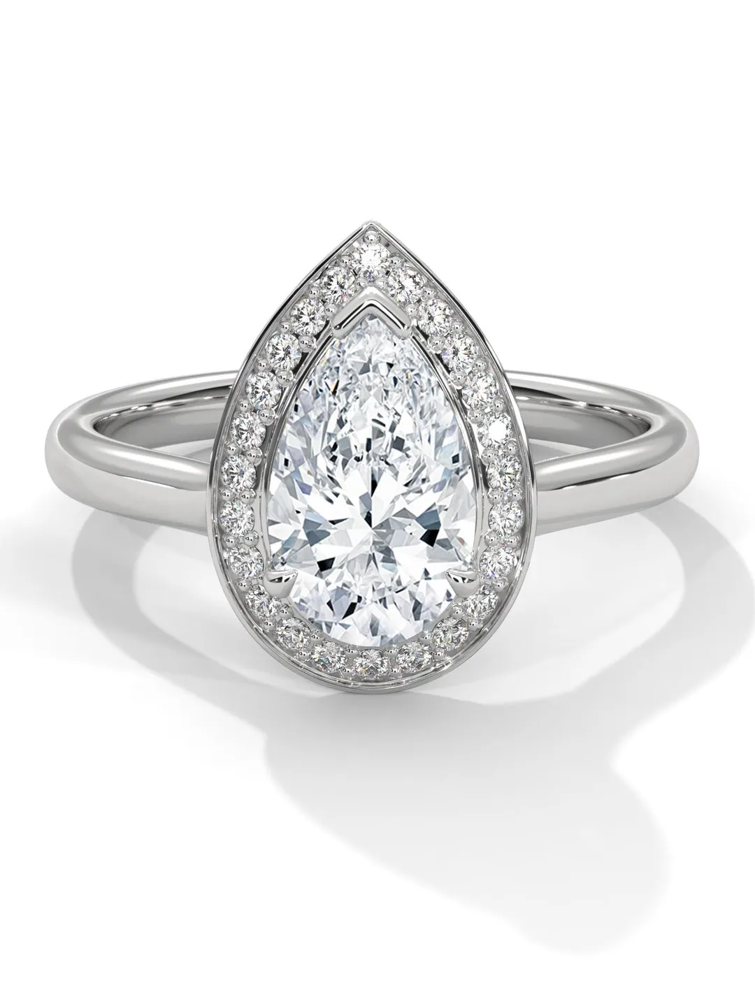 Vintage Pear Halo Engagement Ring: Zircon, Moissanite, or Diamond