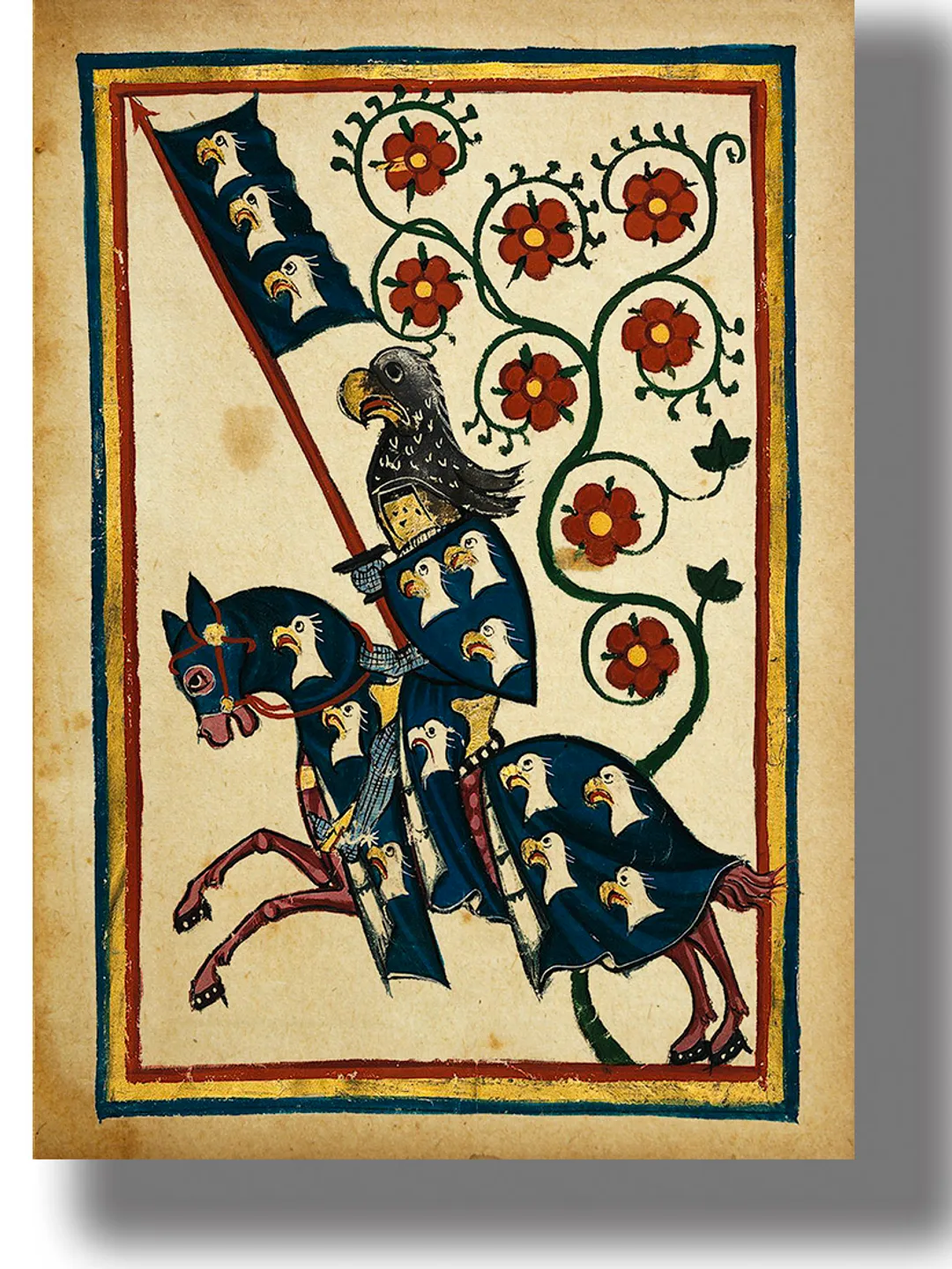 Medieval Knight from a manuscript Codex Manesse. Vintage style ...