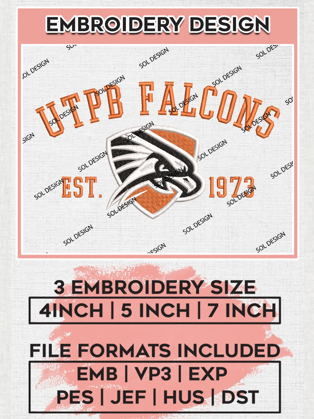 NCAA UTPB Falcons Team Est 1973 Logo Embroidery Design Files, NCAA UTPB ...