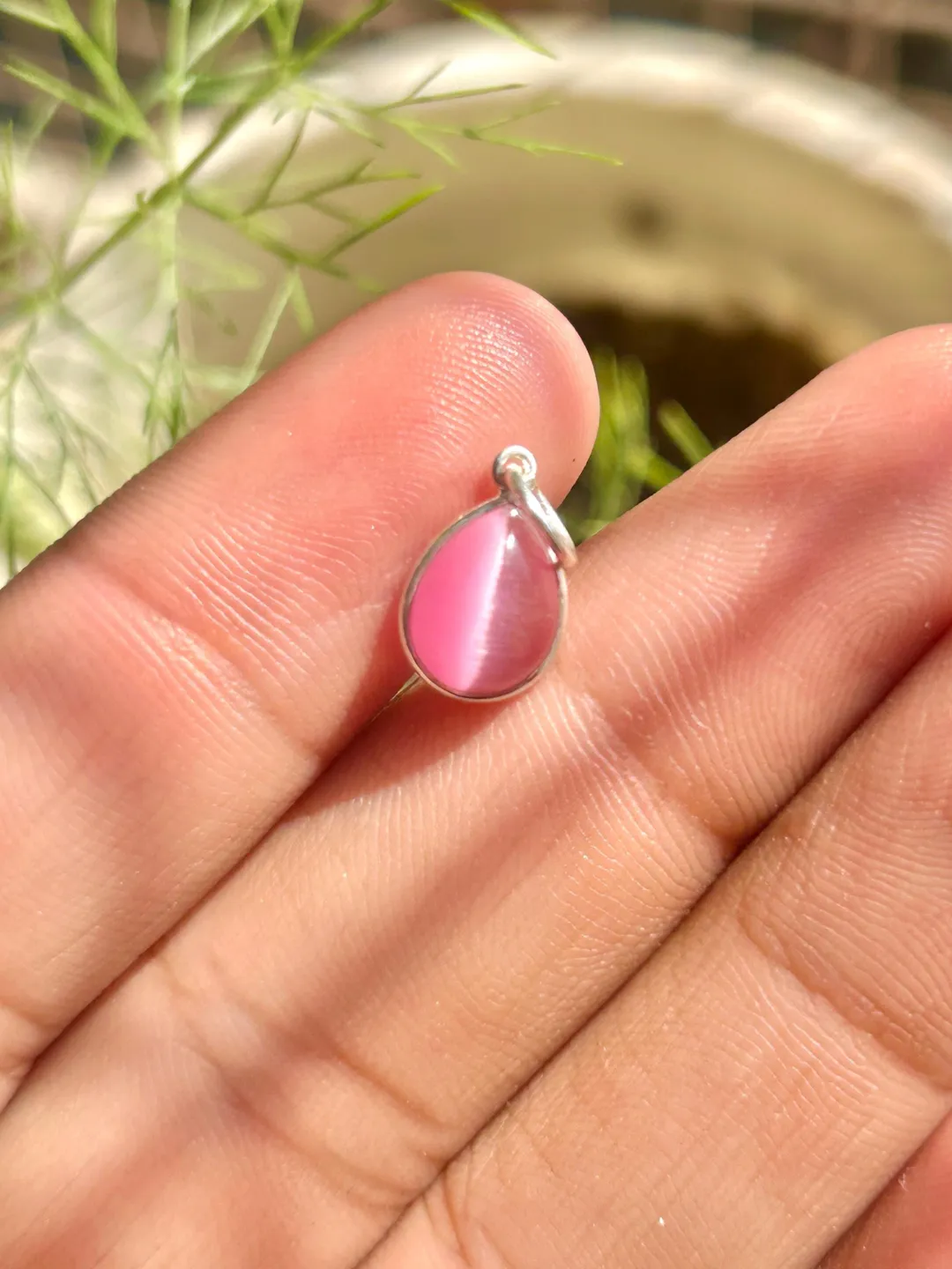 Monalisa Cab Pear Charm 8x10mm – Soft Pink Glow – Metal Options Silver ...