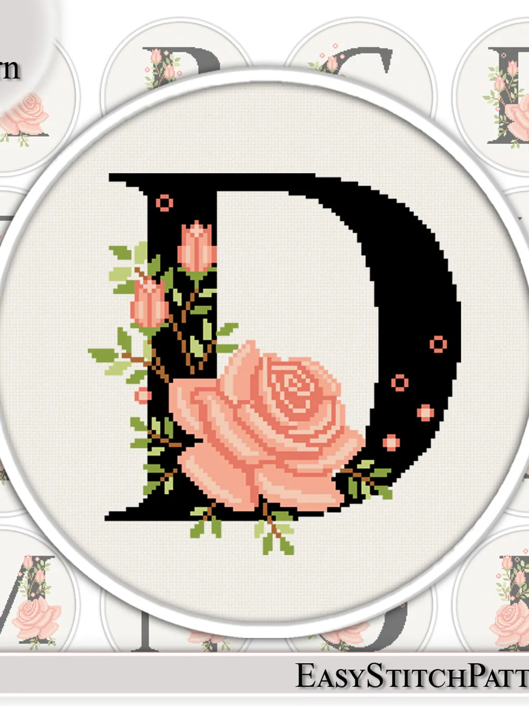 Letters in flowers | Set of patterns for Quilling | Initials A - Z