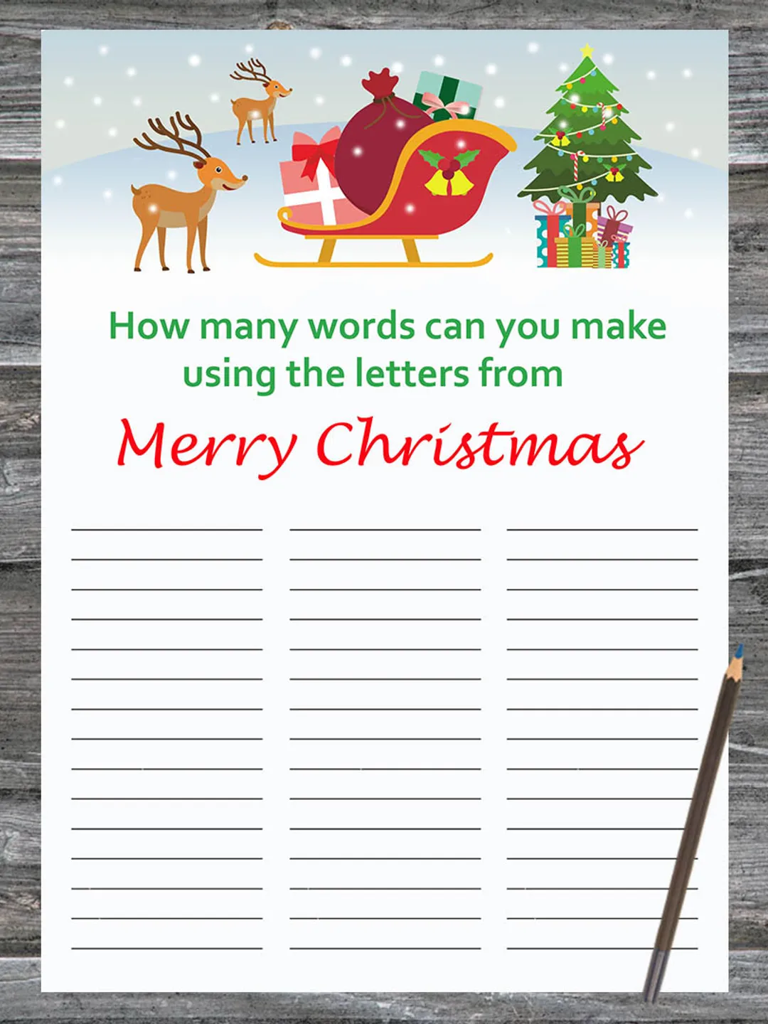 Christmas party games,How Many Words Can You Make From Merry Christmas ...