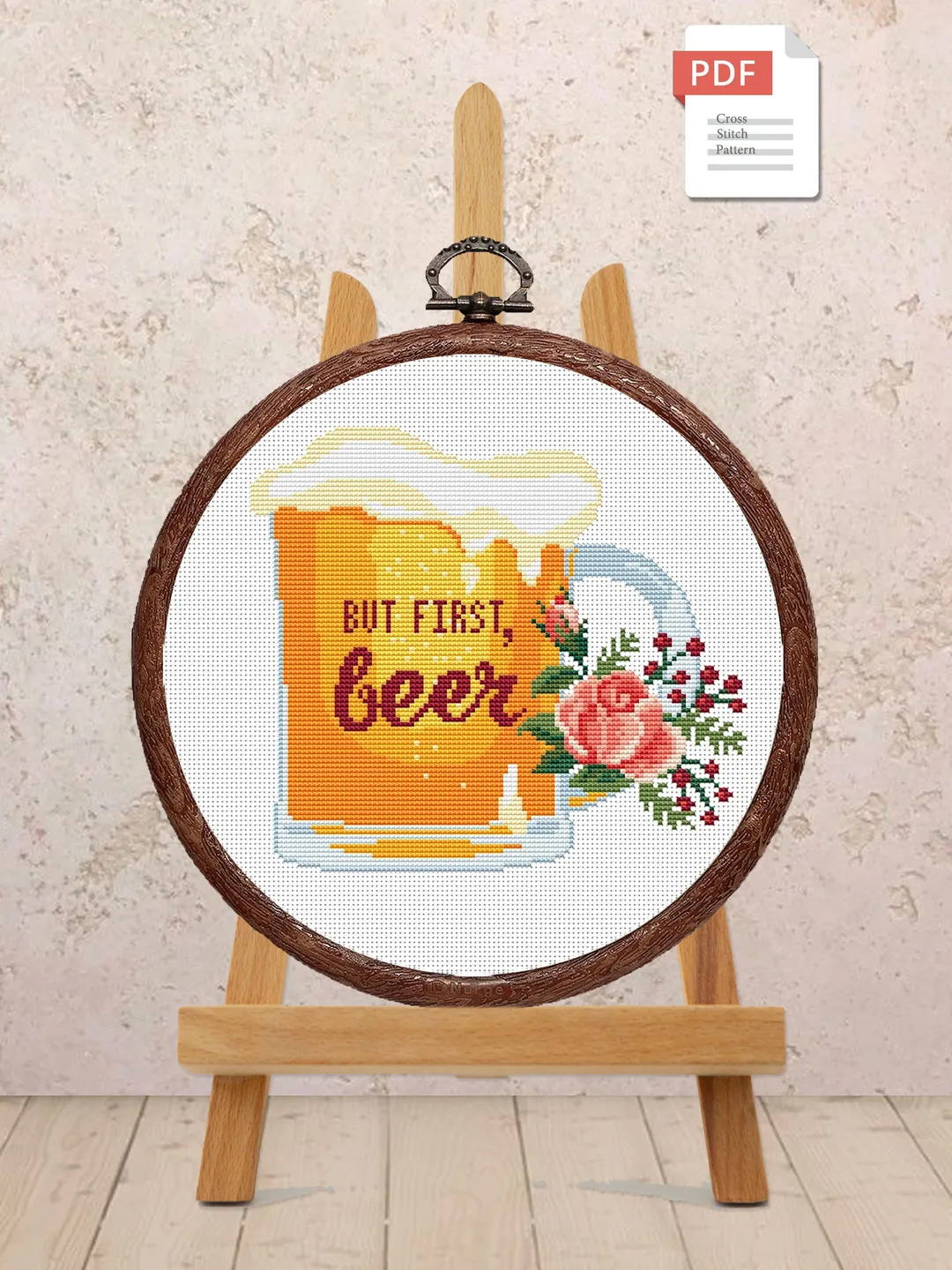 Set of 2 But First Beer Cross Stitch Pattern, Kitchen Cross Stitch ...