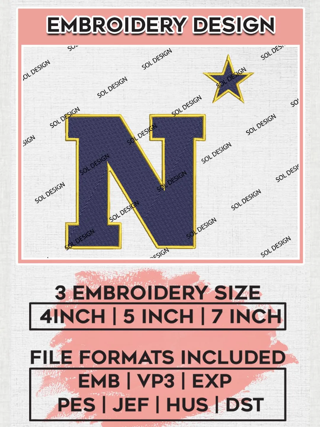 Navy Midshipmen NCAA Team Logo Machine Embroidery Design, NCAA Navy ...
