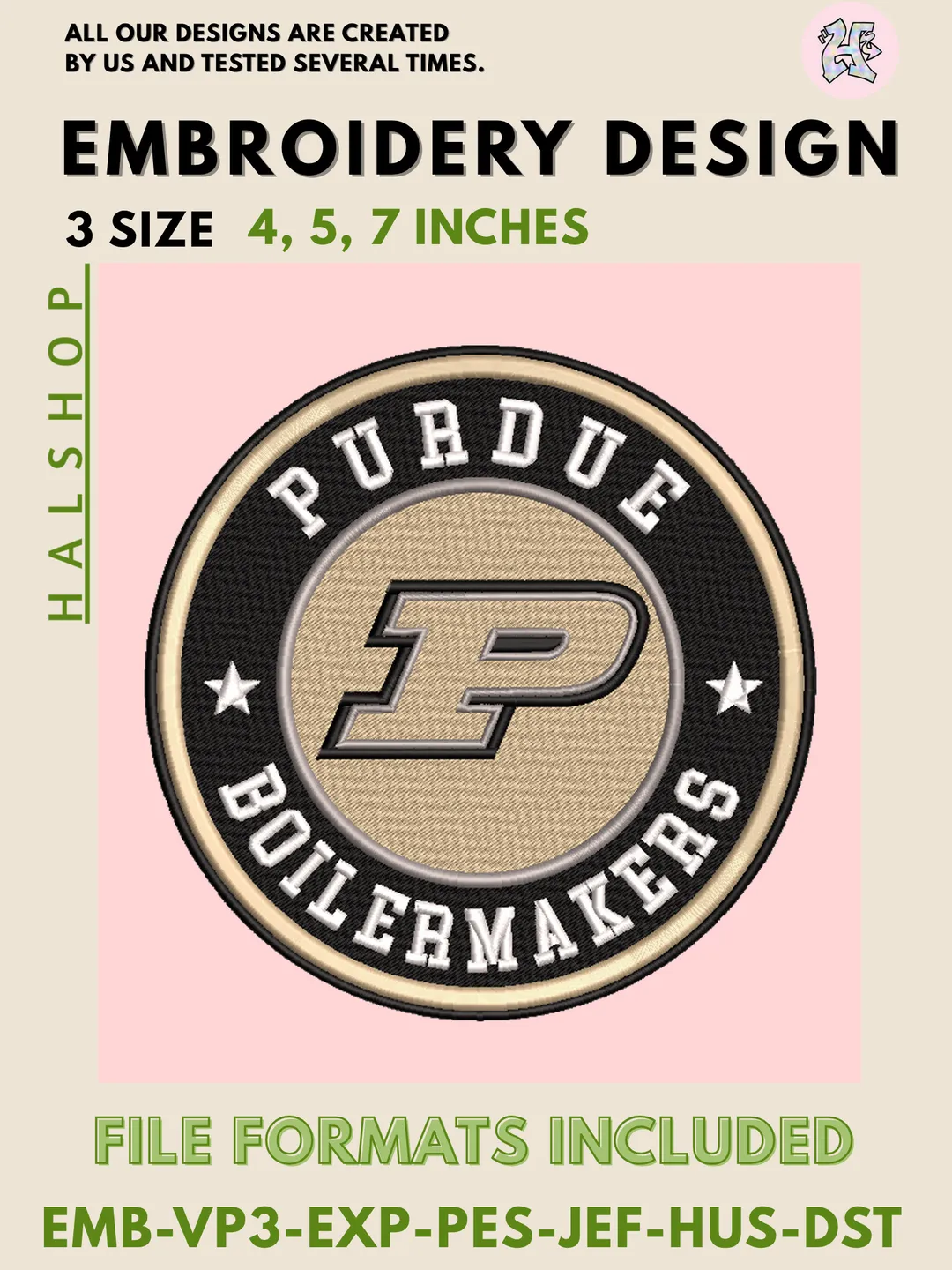 NCAA Purdue Boilermakers Round Logo Embroidery, NCAA Purdue ...