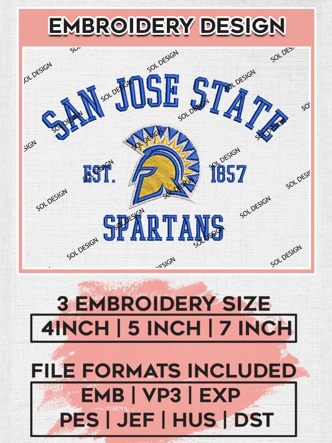San José State Spartans Est 1857 Logo Embroidery Designs, NCAA San San ...