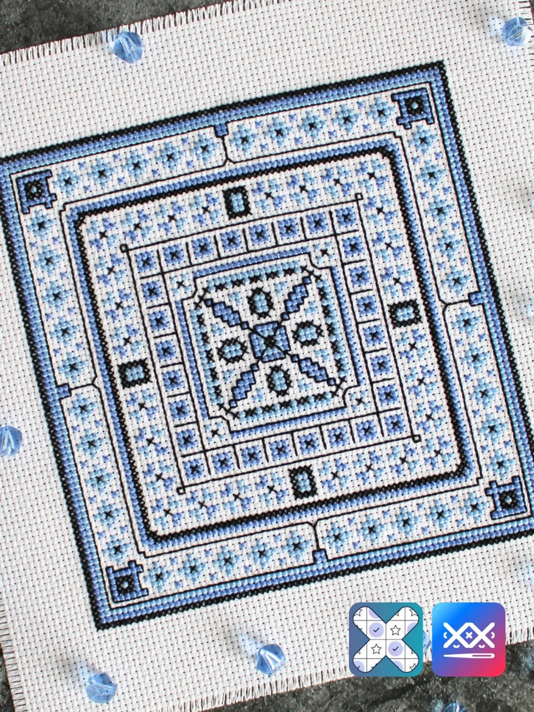 Cross stitch pattern Geometry, easy cross stitch chart PDF