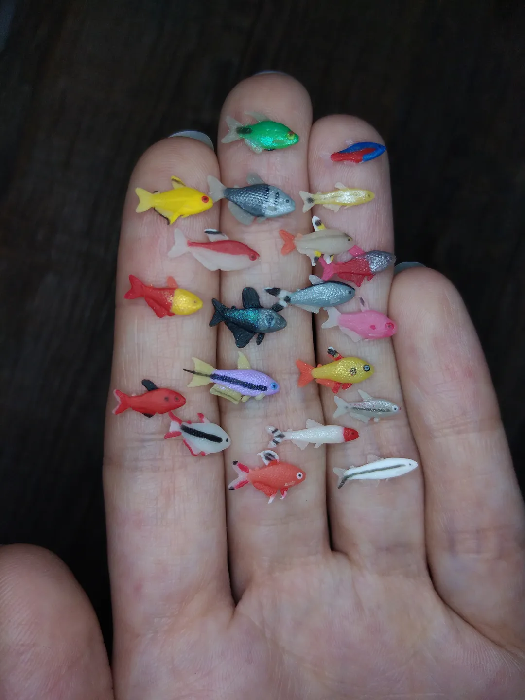 Miniature various clay Tetra fish 20 pcs, tiny fish for diorama ...