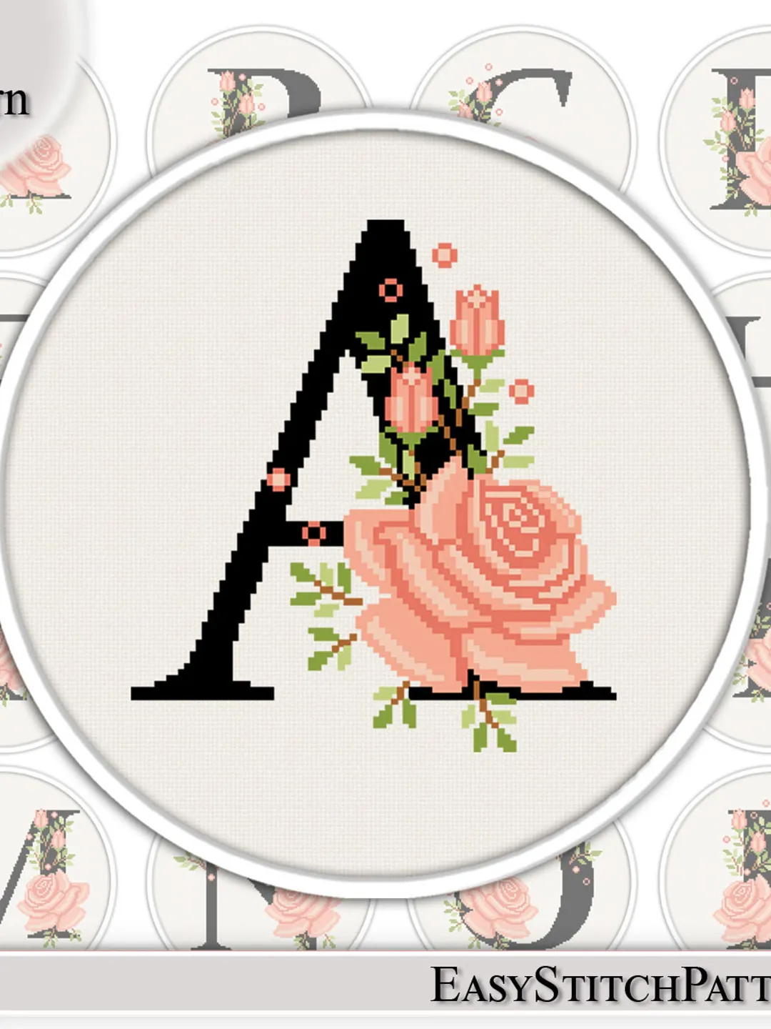 Letters in flowers | Set of patterns for Quilling | Initials A - Z