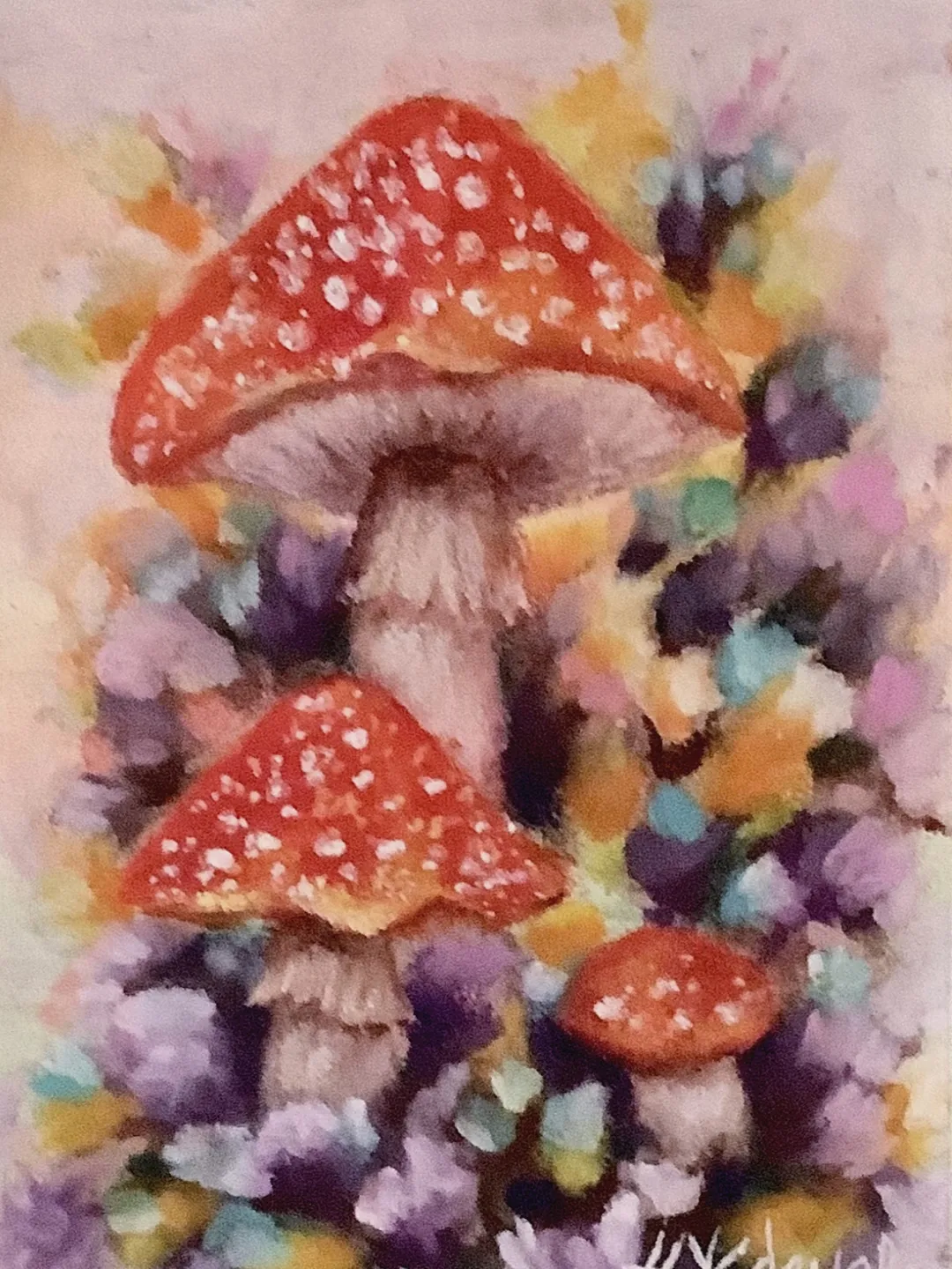 Mushroom paintings fly agaric wall art set of 2