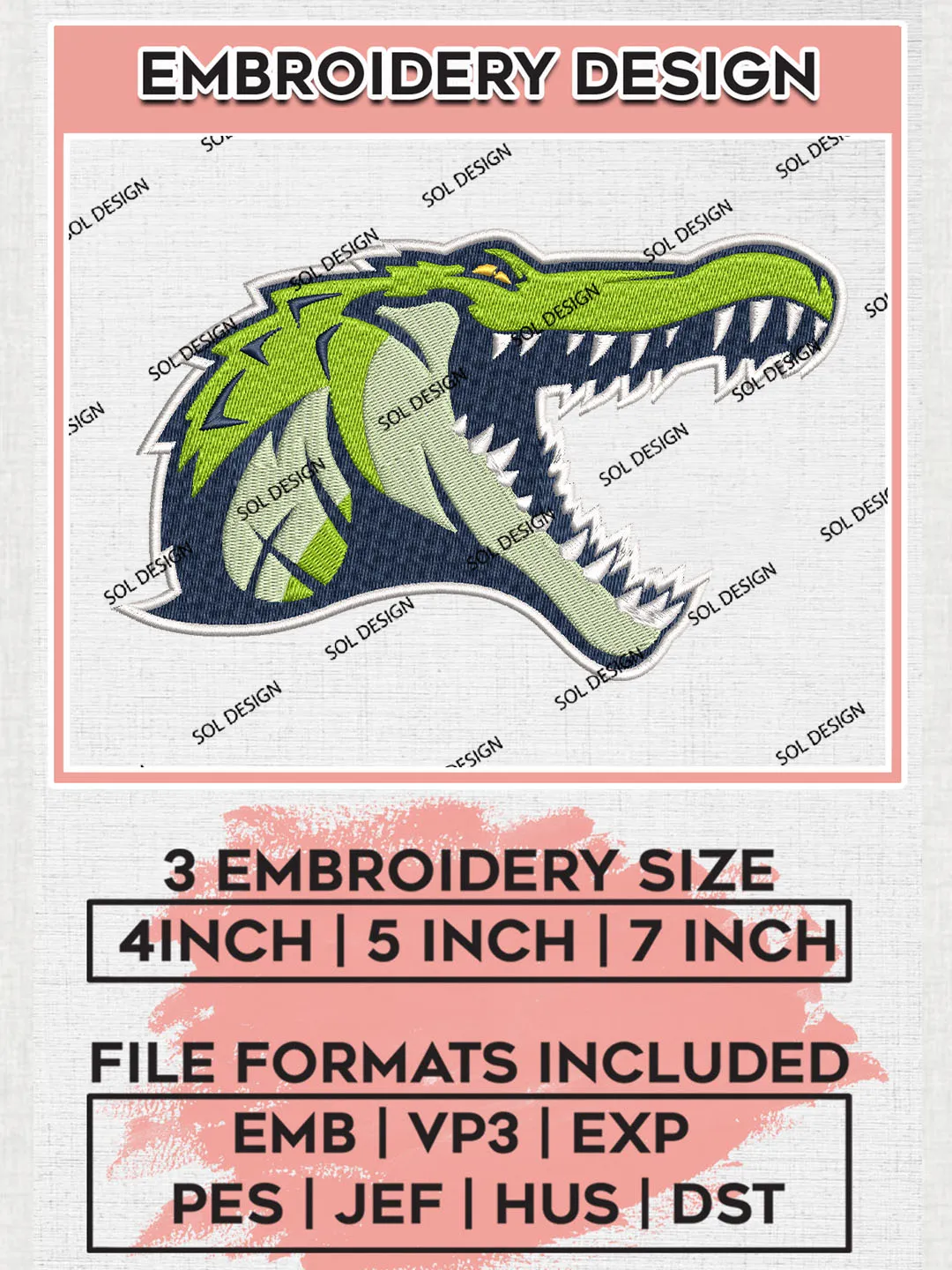 NCAA Allegheny Gators Team Head Mascot Logo Embroidery Design Files ...