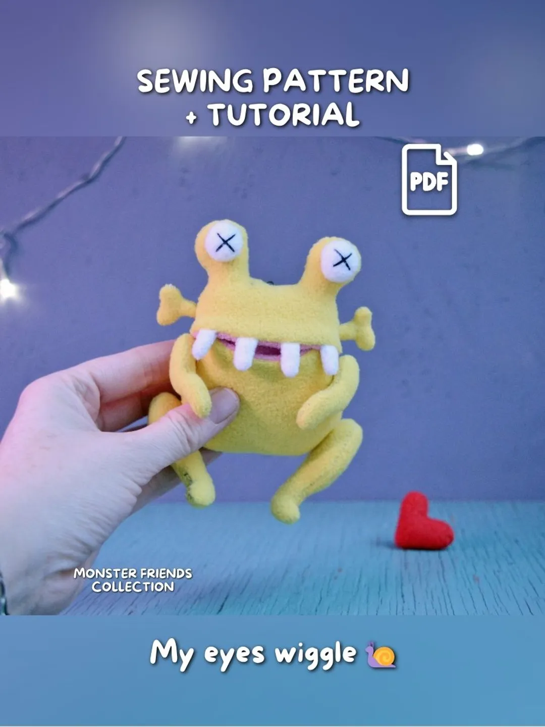 Plush Sewing Pattern PDF – Monster Toy with Pocket Mouth