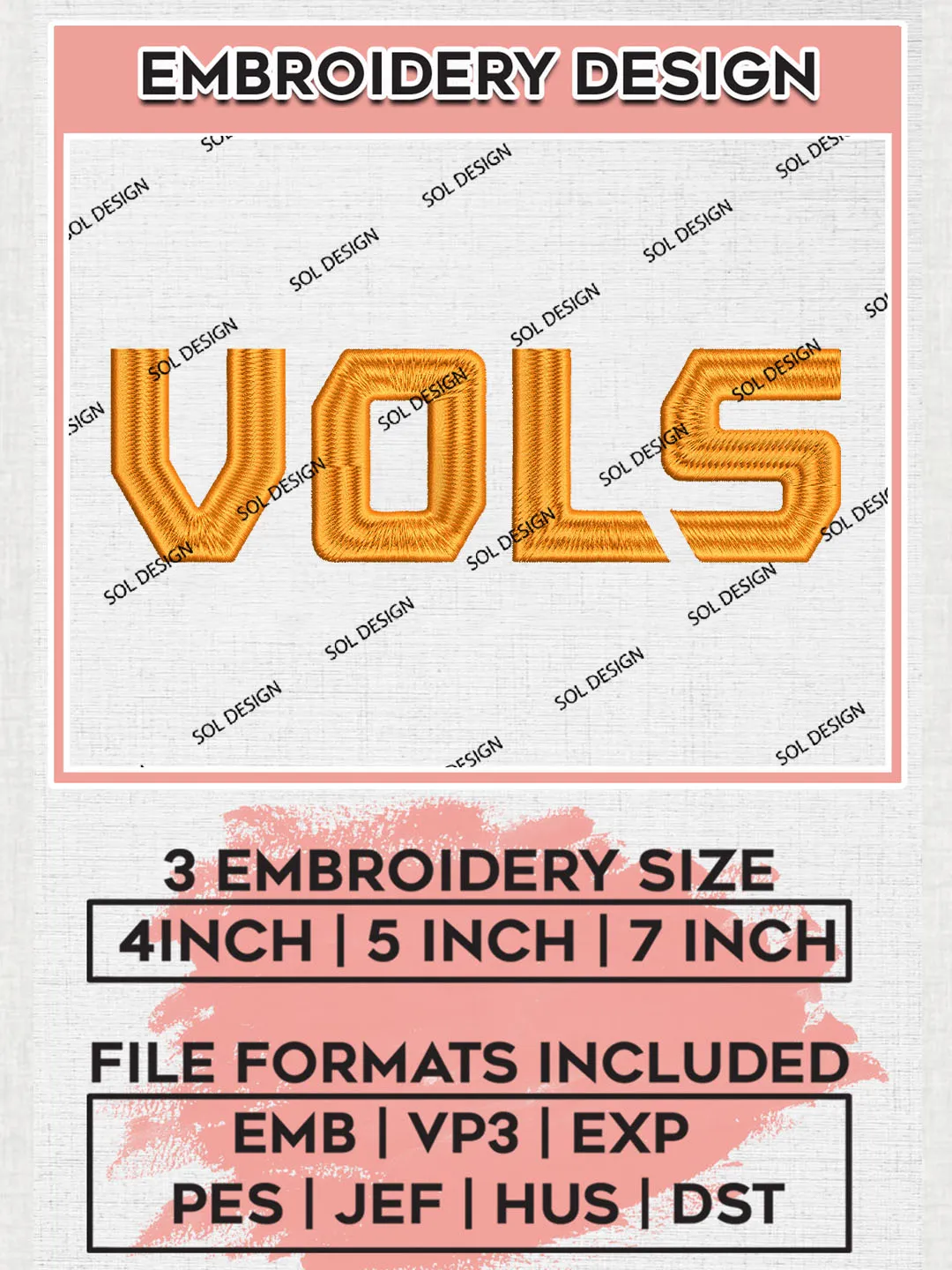 NCAA Vols Team Word Logo Embroidery Design Files, NCAA Tennessee ...