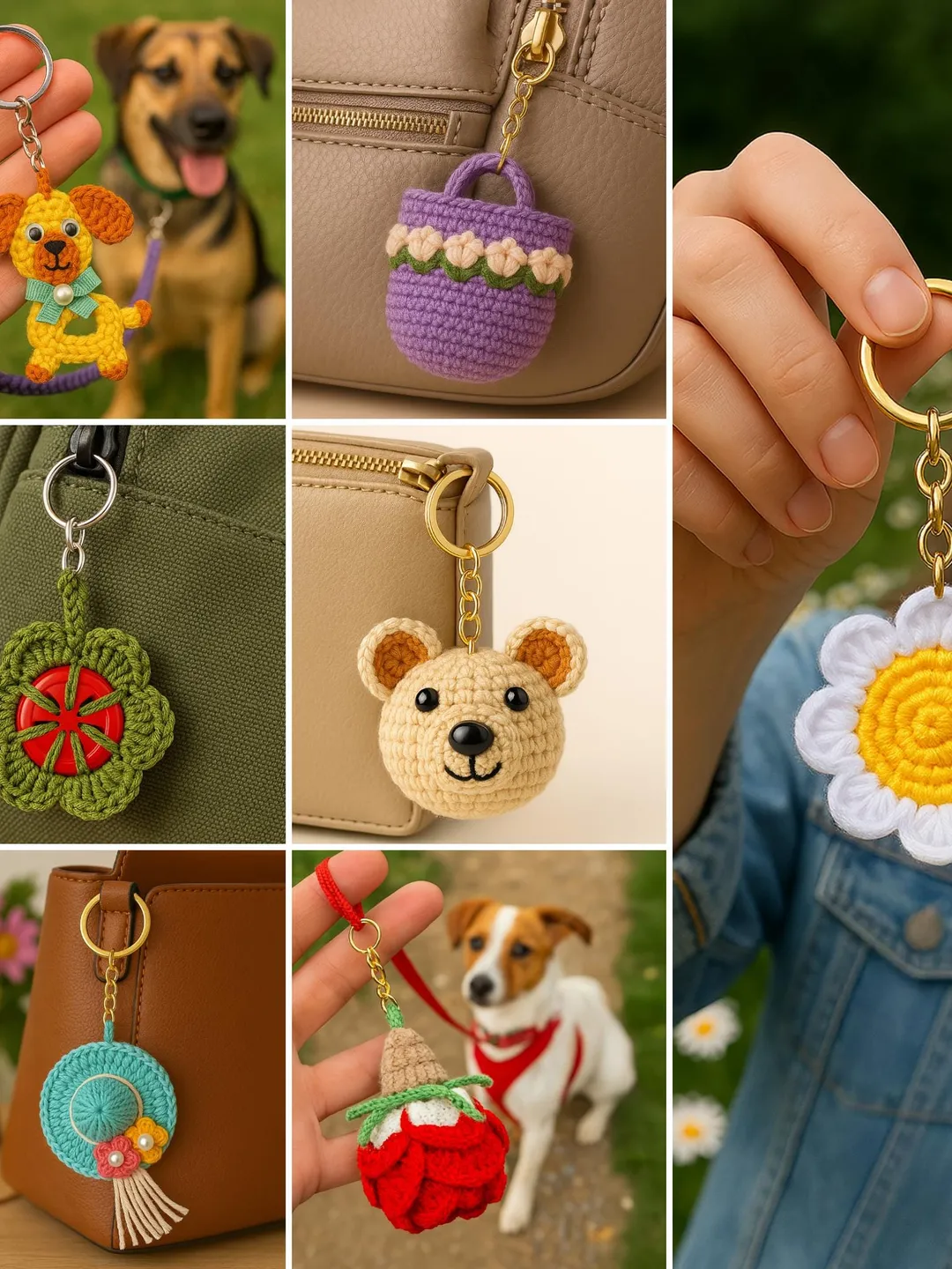 Crochet Keychain Pattern Bundle, 10 Cute Amigurumi Designs for Bag ...